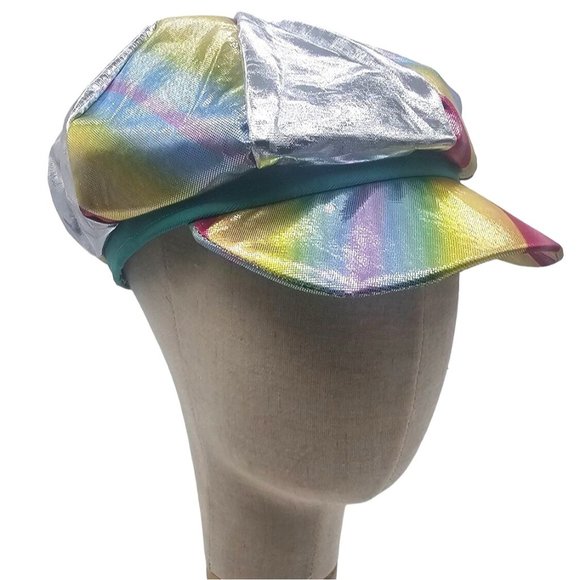 Accessories | Silver Rainbow Hat 8s Costume Cap Metallic Hip Hop Rapper ...